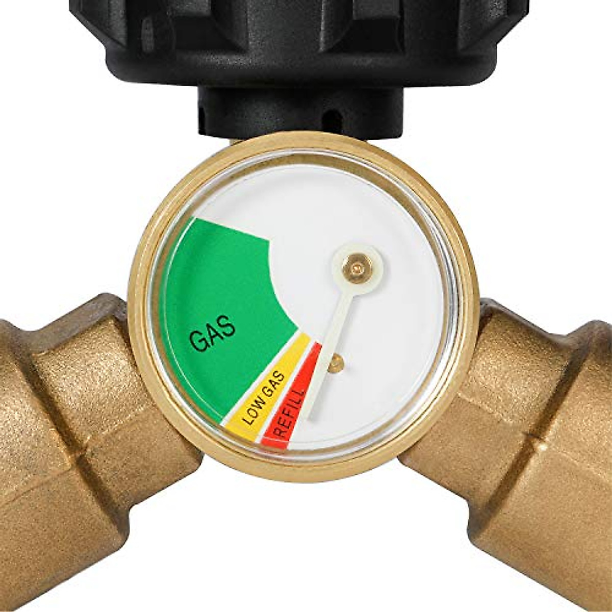 Kohree Propane Splitter, 2 Way Propane Tank Y Splitter Adapter with Gauge, LP Gas Tee Connector Adapter for 20lb Propane Cylinder, BBQ Grill, Gas Burner, Camping Stove, Heater, RV Camper