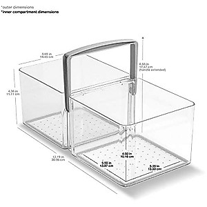 madesmart Fridge Portable Tote/Condiment Caddy, 12.19 x 5.69 x 4.38 in (30.96 x 14.45 x 11.11 cm), Light Grey