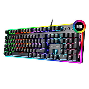 Allied SparrowHawk Mechanical Gaming Keyboard - Black Switches: 104 LED Individually Backlit ARGB Keys with 21 Programs, Programmable Macro Functionality, Lightweight Metal Frame, Firm & Quiet