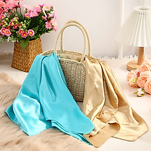 Sureio 48 Pcs 35 Inch Satin Head Scarves Bulk for Women Silk Like Neck Scarf Large Fashion Satin Scarf Bandanas for Hair Wrapping and Sleeping at Night, 48 Colors