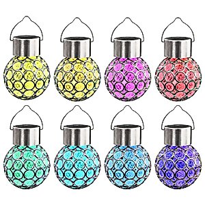 KTHLBRH (Fast Shipments) LED Landscape Ball Lamp Energy Saving for Yard Garden Patio Path Driveway Pathway Home Decoration Hanging Solar Lamps 8 pcs LED Lights RGB