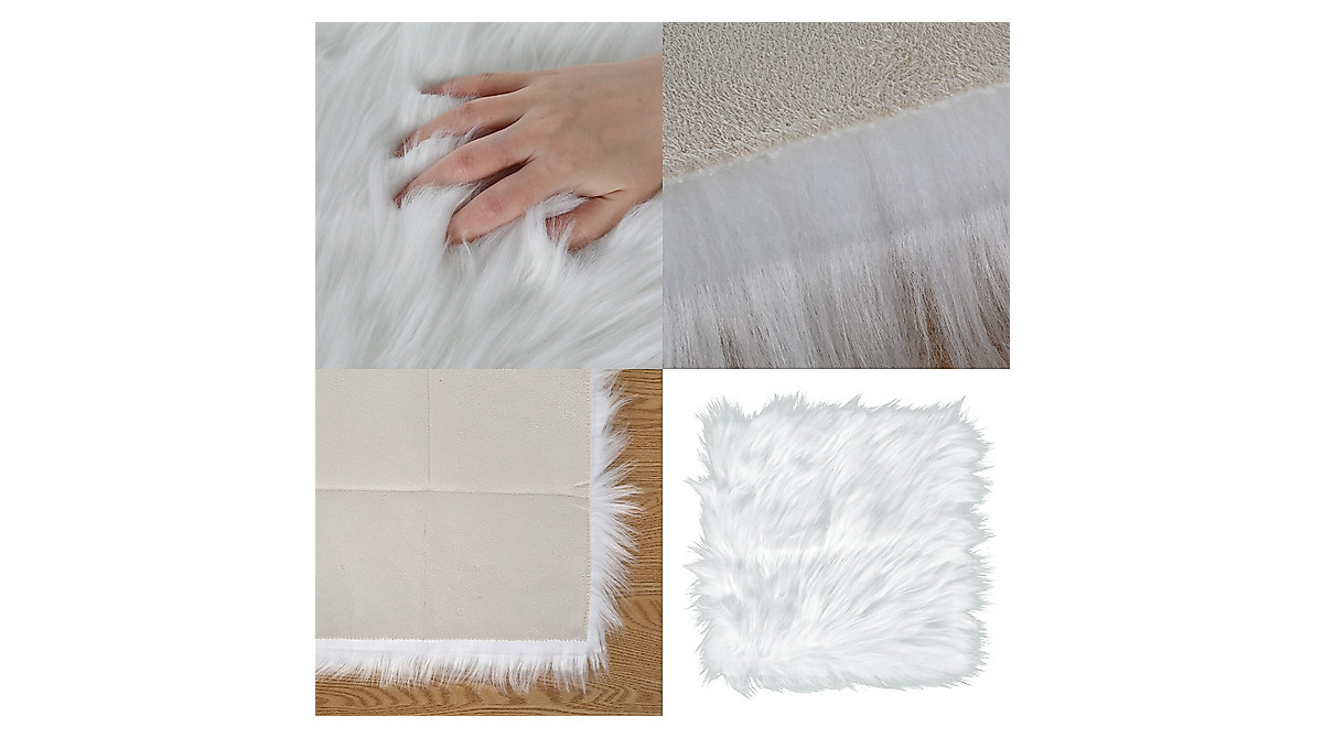 Molain Faux Fur Chair Pad - Soft White Cushion Rug