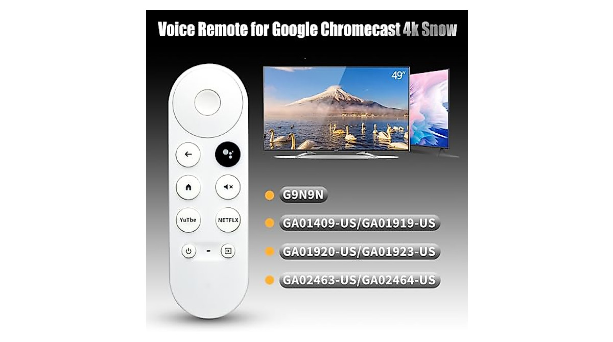 Replacement Voice Remote for Google Chromecast 4K Streaming Player