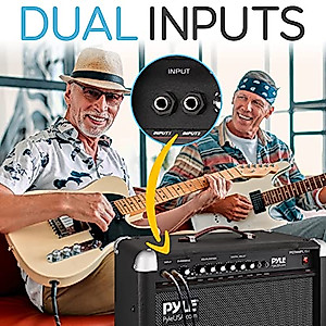 PyleUsa Portable Electric Guitar Amplifier,40 Watt Power,Two 6” & 8” High-Definition Speaker Cones, Bass, Dual Inputs, Overdrive,Digital Delay, Amp Control Volume, EQ for Beginner and Advance Practice