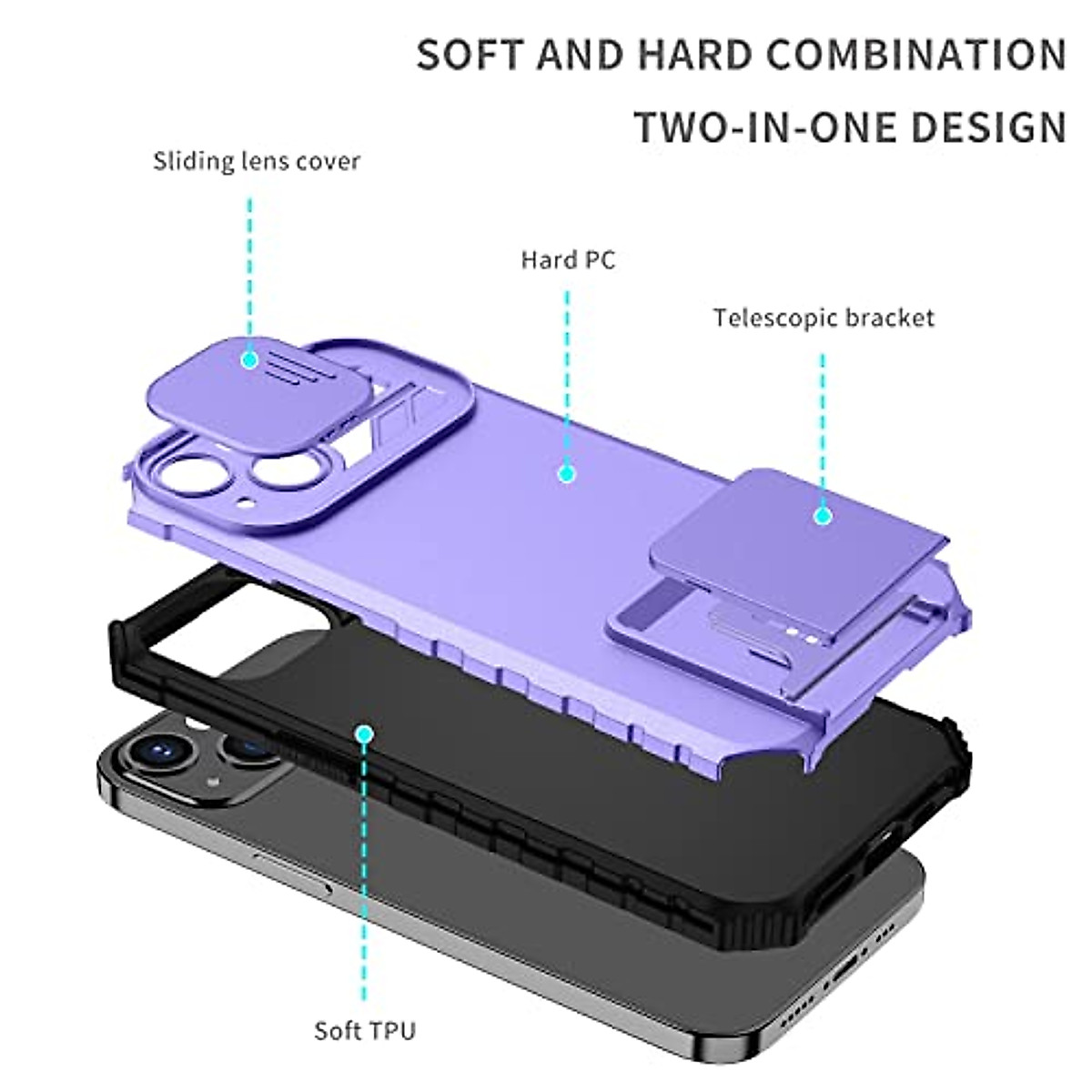 Protective Phone Cover Case Silicone Kickstand Case Compatible for infinix Smart 5,[3 Stand Ways] Vertical and Horizontal Stand Case,Full Body Hard Slim Protective Phone Case (Color : Purple)