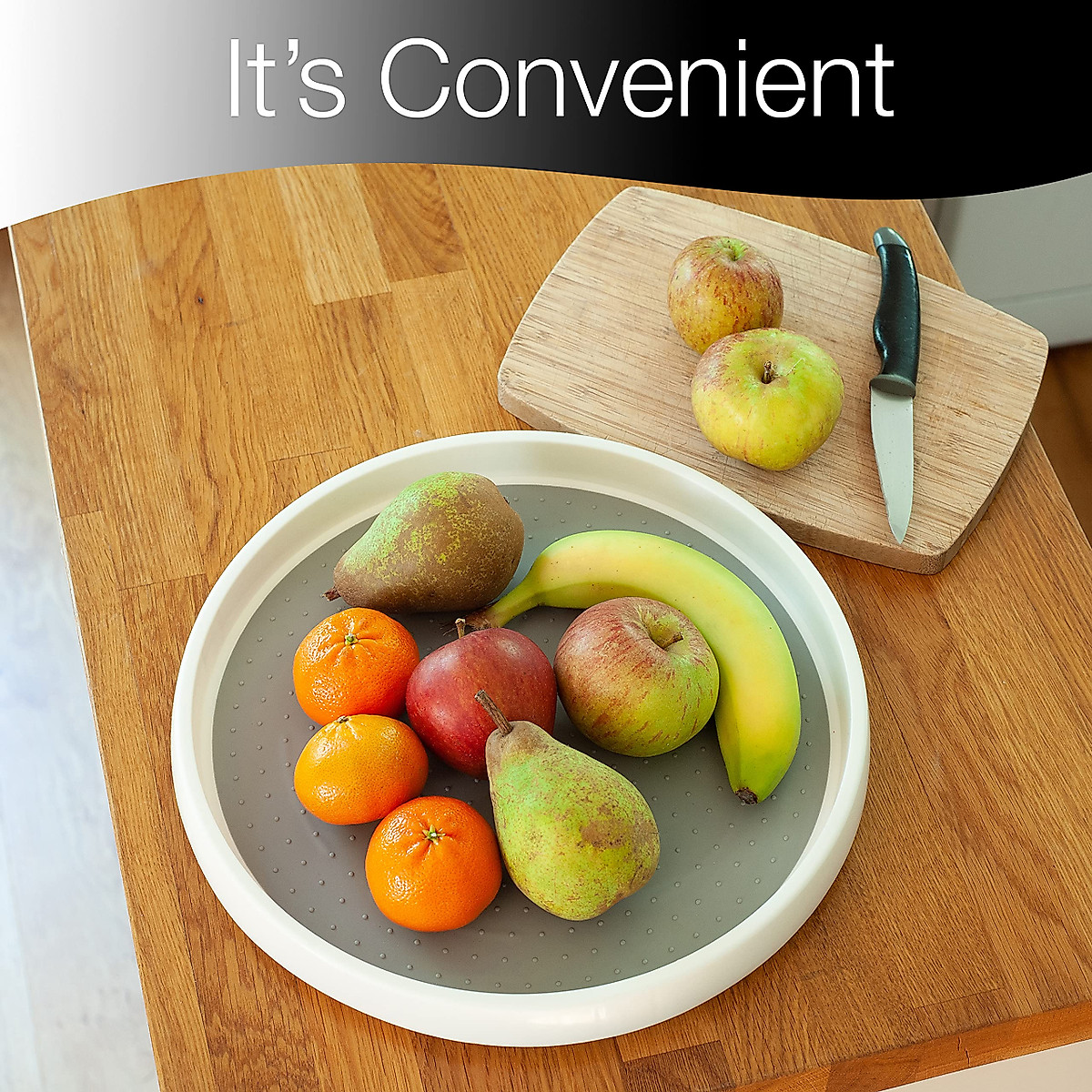 RUAFOX 12” Lazy Susan Turntable Non- Skid Revolving Organizer - Kitchen Pantry Revolving Space Tidy – Keeps Produce, Condiments, Spices and More, Organized (Pack of 5)