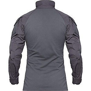 LiliChan Tactical Shirts for Men Long Sleeve Military Shirt Outdoor Shirt Tactical Combat Shirt with ZipperGrey, US L(fit chest:38"-41")