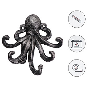 Ciieeo Octopus Bathroom Octopus Coat Hanger Closet Clothes Hooks Fish Towel Rack Key Hanger Cast Octopus Towel Robe Hooks Adhesive Animal Wall Hook Octopus Hook Ocean Wall Hanging