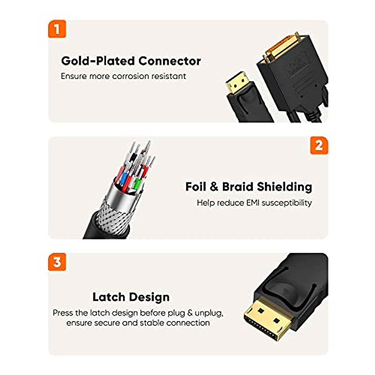 CableCreation DisplayPort to DVI Cable 6FT, Unidirectional DP to DVI Cable 1080P@60Hz Full HD, Gold-Plated DVI to DisplayPort Adapter Male to Male Compatible with Laptop, Monitor, Projector and More