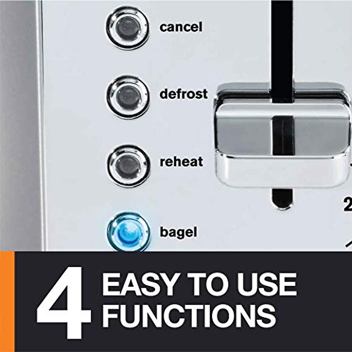KRUPS KH732D50 2-Slice Toaster, Stainless Steel Toaster, 5 Functions with Cancel, Toasting, Defrost, Reheat and Bagel, Cord Storage, Silver