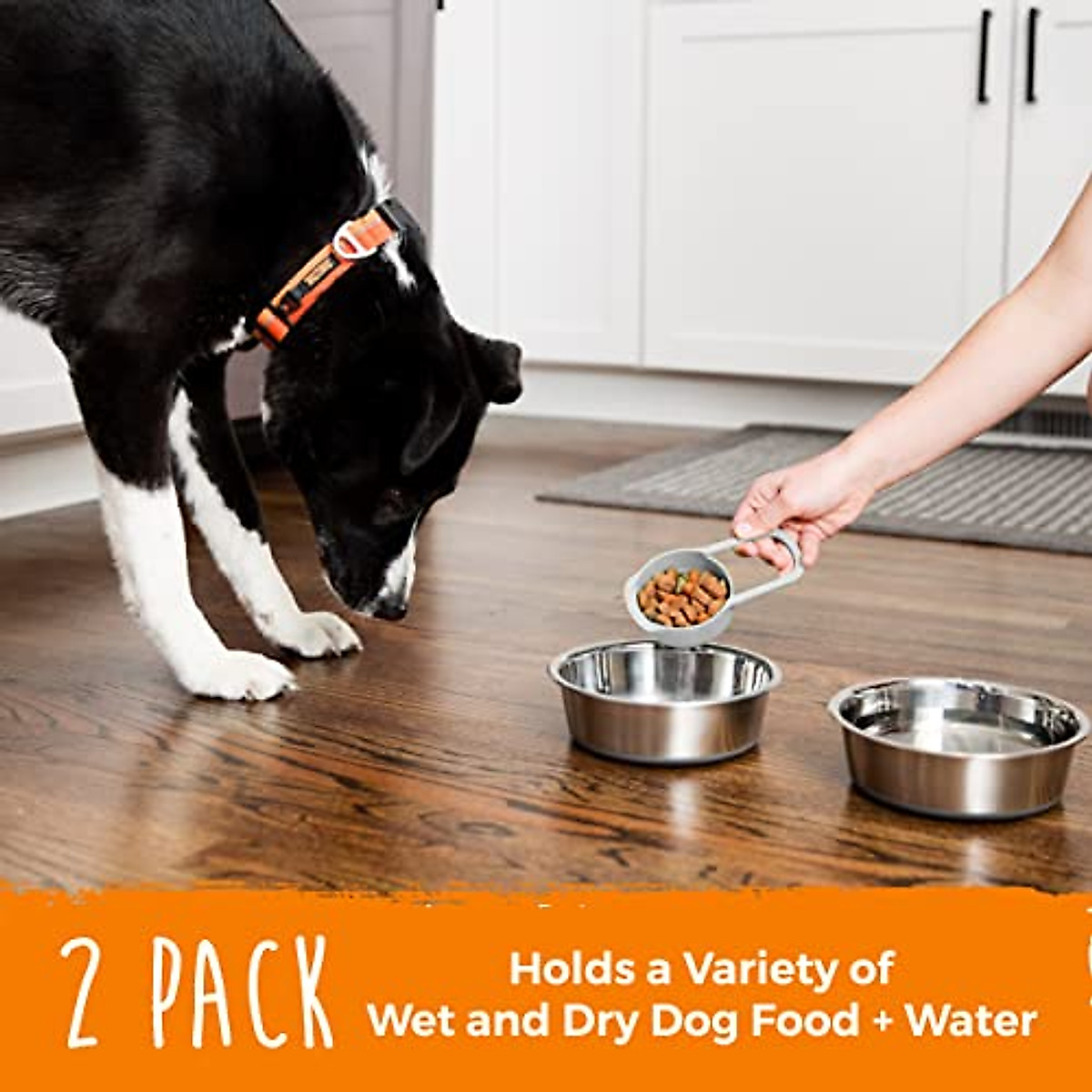 Mighty Paw Stainless Steel Dog Bowls (2 Pack) | Non-Slip Rubber Bottom and No Spill Design. Dishwasher Safe Metal Food & Water Dish Set for Small & Large Pet Breeds. (Small, Dogs <30 lbs, 5.5”)