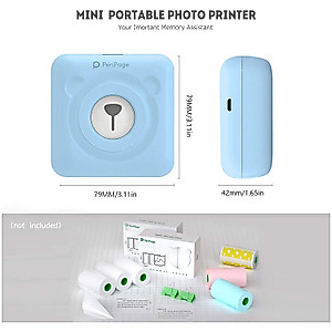 PeriPage Mini Printer, Portable Sticker Bluetooth Printer for Printing Student Notes, Journal, Memo, Mobile Printer, Pocket Printer, Received Printer with USB Cable, Supports Android iOS Windows-Blue