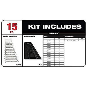 MLW48-22-9515 Combination Wrench Set, Metric