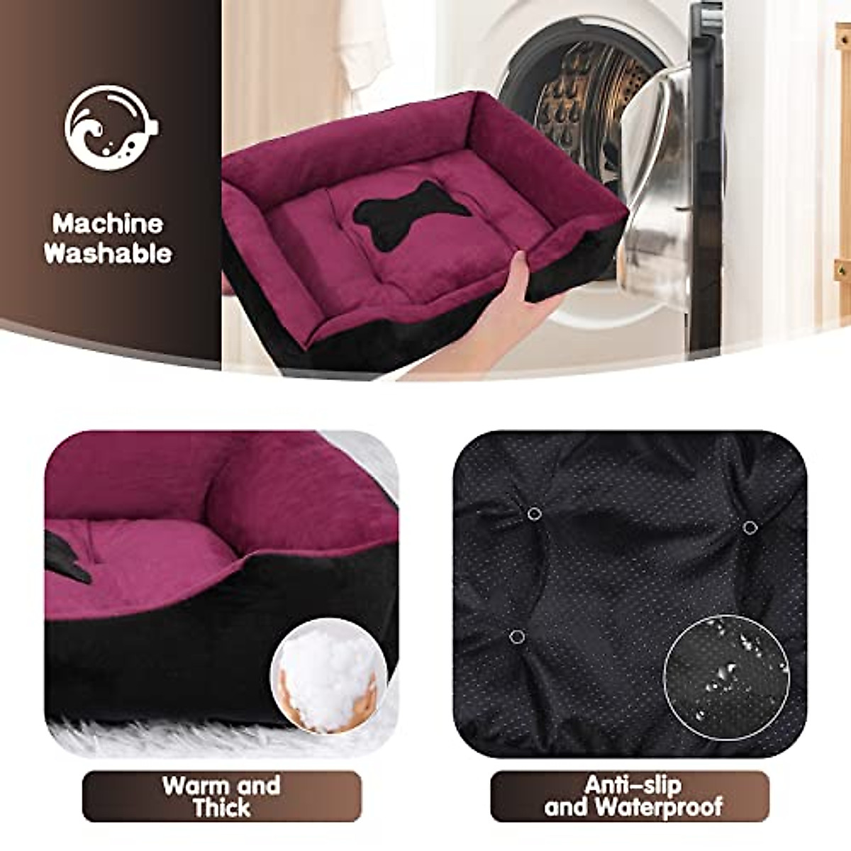 SENNAUX Dog Beds for Small Dogs Rectangle Pet Dog Bed Washable Pet Bed Mattress Comfortable Pet Mat with Anti-Slip Bottom for Dogs Cats & Pets 17.7"x11.8"x6"