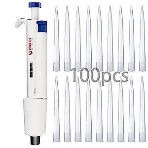 FOUR E'S SCIENTIFIC 1-10ml Single-Channel Pipettor with 100pcs 10ml Pipette Tips, Adjustable Volume Micropipette