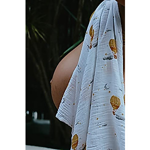 Malabar Baby Certified Organic Swaddle Blanket | Luxurious Cotton Muslin Blankets for Girls & Boys | Baby Receiving Swaddles for Newborns & Infants | Unique Shower Gift (Hot Air Balloon)