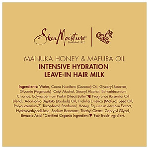 Shea Moisture Manuka Honey and Mafura Oil Intensive Hydration Leave-In Milk for Unisex, 8 Ounce