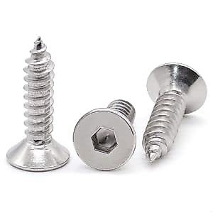 Glvaner (30 pcs) M6 x 25mm Flat Head Socket Cap Self Tapping Screws Wood Screws 304 Stainless Steel 18-8 Full Thread Coverage Sheet Metal Screw