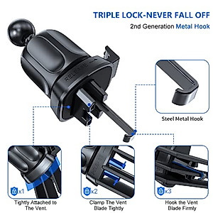 Miracase [Upgraded-2nd Generation Universal Phone Holder for Car, Air Vent Car Phone Holder Mount Compatible with iPhone 14 Series/14 Pro Max/13 Series/12 Series/11 and All Phones, Black