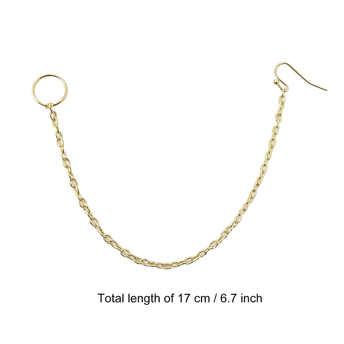 Honbay 2PCS Pierced Indian Nose Rings with Chain Nose to Ear Chain