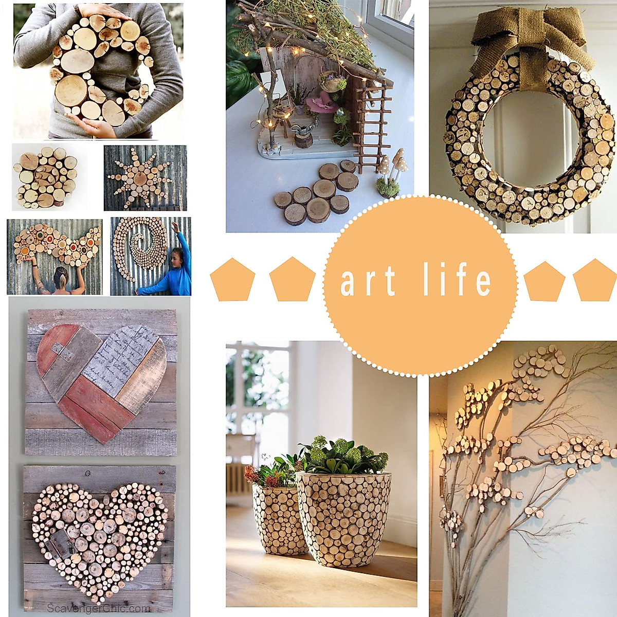 LAZACA Small Wood Slices Crafts Cookies Log Rounds 100Pcs 1.5-2.5cm Rustic Wedding Centerpieces Ornaments DIY, Unfinished Natural Wood Pieces