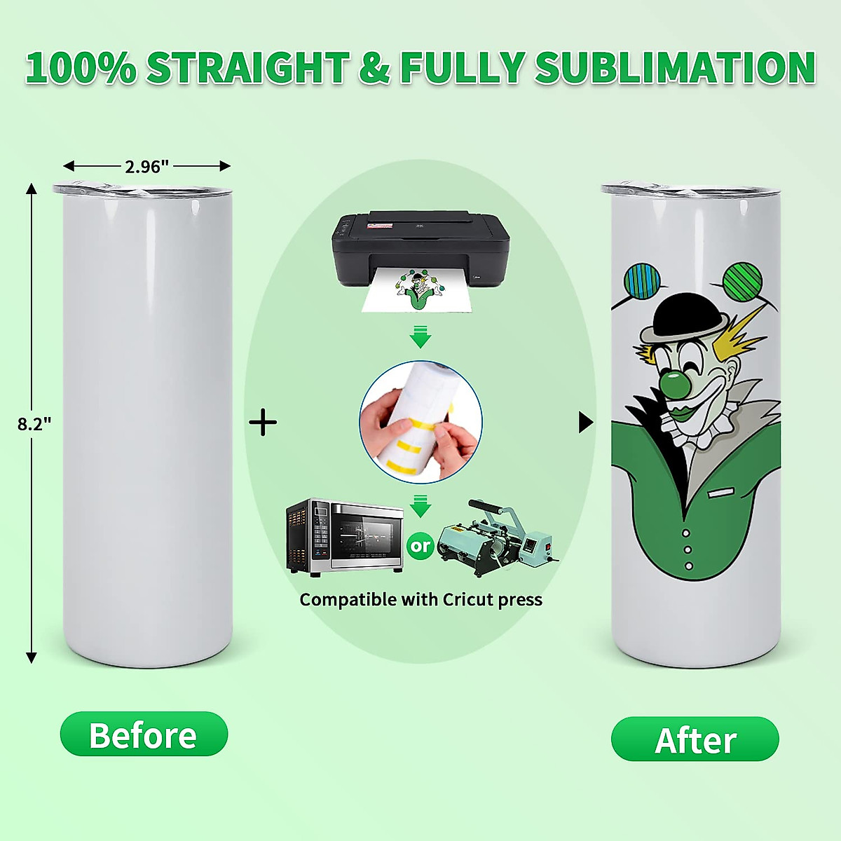 FECBK 25Pcs Glow In The Dark Sublimation Tumblers 20oz Skinny Straight Stainless Steel Double Wall Insulated Sublimation Blanks Tumblers Bulk with Lid and Straw Individually Boxed