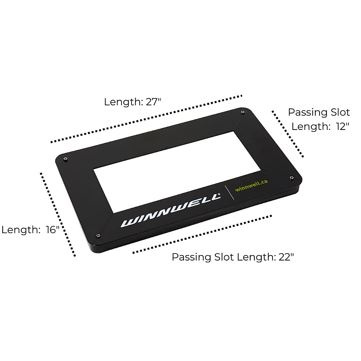Winnwell 4Way Hockey Passing Aid - Passing & Stick Handling Trainer Suitable for On/Off Ice, Help Improve Puck Control & Shooting with Rubber Rebounder Passing Aide | Equipment Made for Kids & Adults