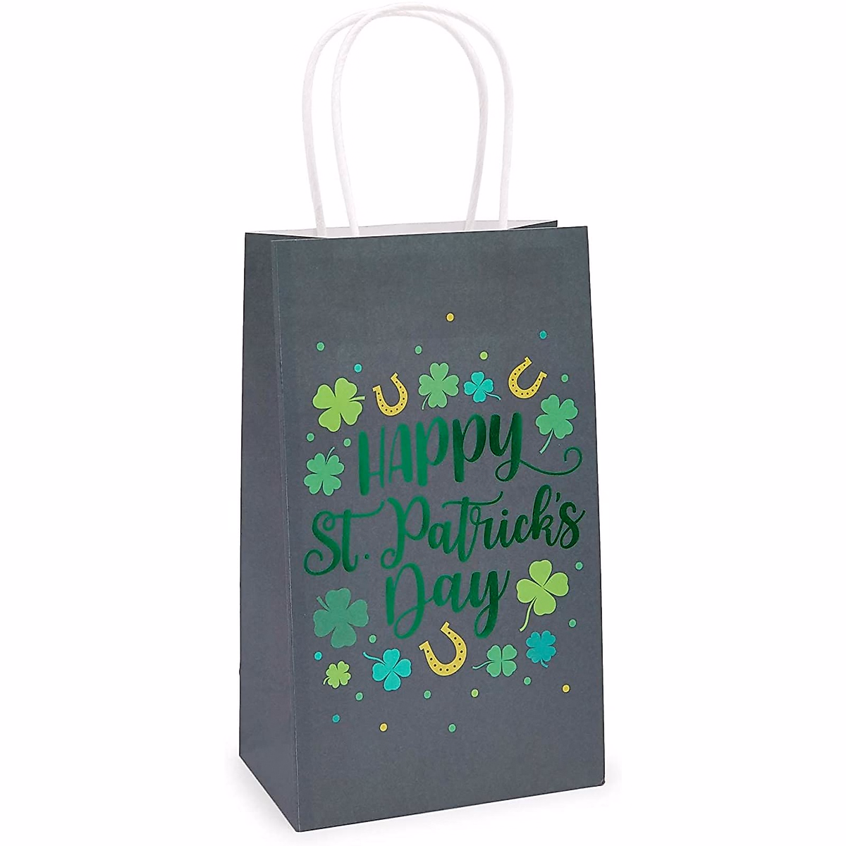 Sparkle and Bash St. Patrick's Party Favor Gift Bags, 4 Designs (9 x 5.3 x 3.15 In, 24 Pack)