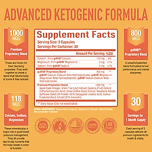 Purely Optimal Premium Keto+Apple Cider Vinegar Pills - w/Garcinia Cambogia, Keto Bhb Exogenous Ketones - 90 Capsules