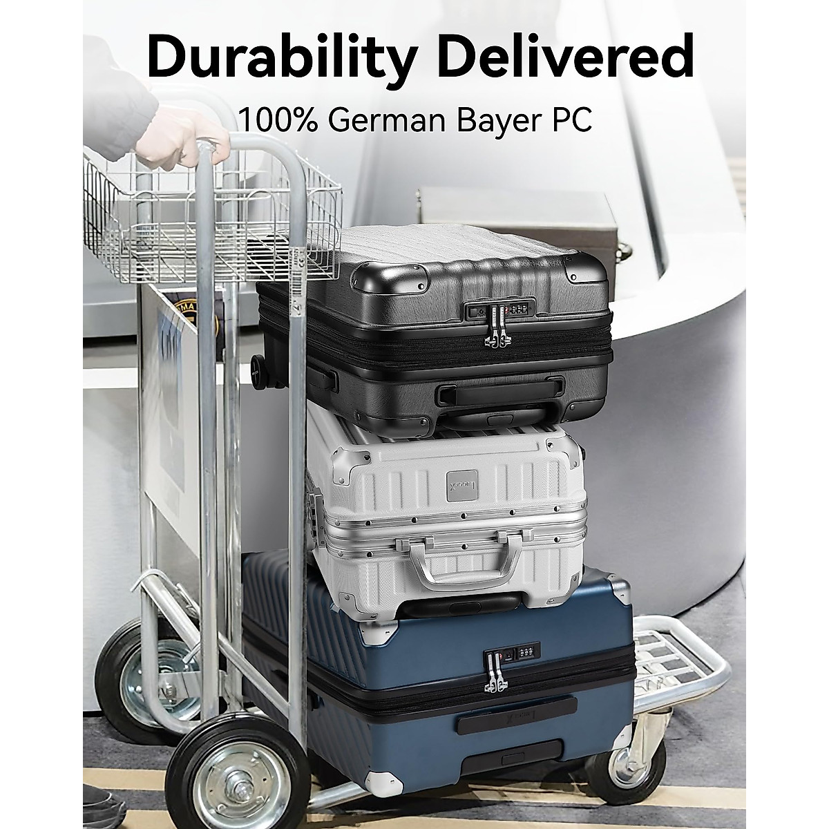 LUGGEX 28 Inch Luggage with Spinner Wheels - 90L Polycarbonate Hardside Expandable Large Suitcase Checked (Champagne, 28 Inch)