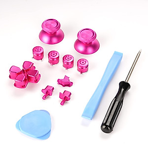Avericht Metal ABXY buttons Dpad Thumbsticks for PS5 Controller, Metal Aluminum Bullet Buttons & Dpad & Analog stick Replacement Kit for PS5 Controller (Pink)