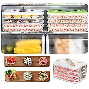 KFHFGVSFFF 4-Layer Food Storage Containers with Lids Storage Box Fridge Bacon Container for Refrigerator Stackable Food Storage Boxes with Lid Cheese Keeper Box for Fridge for Turkey Pantry Lunch