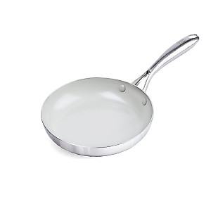 GreenLife Tri-Ply Stainless Steel Healthy Ceramic Nonstick, 8" Frying Pan Skillet, PFAS-Free, Multi Clad, Induction, Dishwasher Safe, Oven Safe, Silver