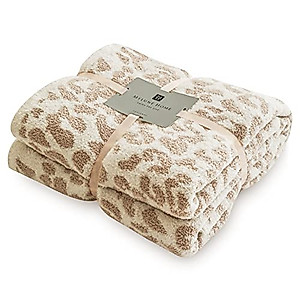 MH MYLUNE HOME Ultra Soft Leopard Throw Blanket (51x63 inches) Khaki Microfiber Blanket Plush Warm Reversible Cheetah Blanket Leopard Pattern Throw for Couch Bed Sofa