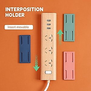 4 Pcs Self-Adhesive Desktop Socket Fixer, Adhesive Punch Free Socket Holder, Power Strip Holder Fixator, Plug-in Socket Holder for Desk (4PCS)