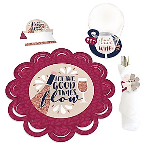 Big Dot of Happiness But First, Wine - Wine Tasting Party Paper Charger and Table Decorations - Chargerific Kit - Place Setting for 8