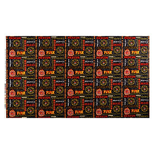 FireFighters Black Heather Print Logo, Fabric by the Yard