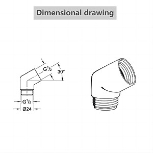 Shower Head Adapter,Solid Brass 135 Degree Shower Elbow Adapter,G1/2" Shower Head Extension Arm Connector (Chrome) (unspinable)