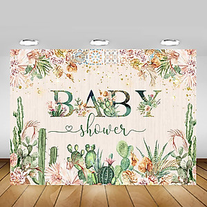 Mocsicka Boho Fiesta Baby Shower Backdrop for Girl Cactus Baby Shower Party Decorations MexicanTaco Bout Baby Background Cake Table Banner(7x5ft (82x60 inch))