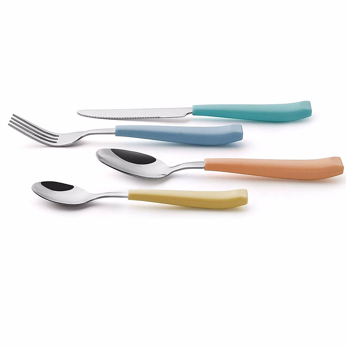 ANNOVA 24PCS Flatware Set Stainless Steel Silverware/Cutlery Set With Colored Handles Comfortable to Hold - Dinner Forks, Dinner Knives, Dinner Spoons, Dessert Spoons - (Mix Color)