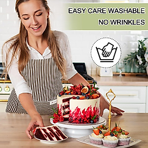 Janmercy 24 Pcs Aprons for Women Men with 2 Pockets Linen Cooking Kitchen Apron Adjustable Bib Chef Apron Bulk Aprons Unisex (Brown/Green Stripes)