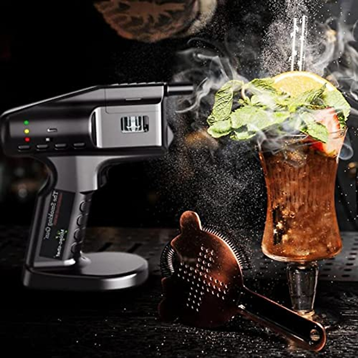 GAOMIN Cocktail Smoker Kit Smoking Gun Food Smoker Portable Smoke Infuser for Drinks Molecular Bubble Water Sprayer Handheld Drink Smoker Kit for Bar Kitchen Restaurant