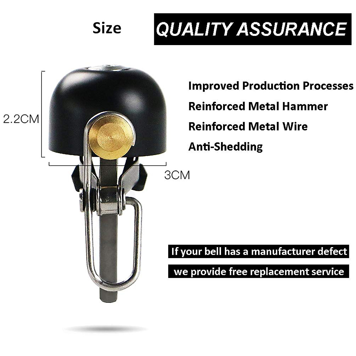 Pioneeryao Bell for Bike, Bike Bicycle Bell for Road Bike Mountain Bike BMX Bikes (Black-1)