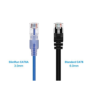 Monoprice Cat6A 25ft Blue 10-Pk Patch Cable UTP 30AWG 10G Pure Bare Copper Snagless RJ45 SlimRun Series Ethernet Cable