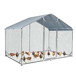 Betterhood Large Metal Chicken Coop Upgrade Tri-Supporting Wire Mesh Chicken Run,Chicken Pen with Water-Resident and Anti-UV Cover,Duck Rabbit House Outdoor(10’ W x 6.6’ L x 6.5’ H)