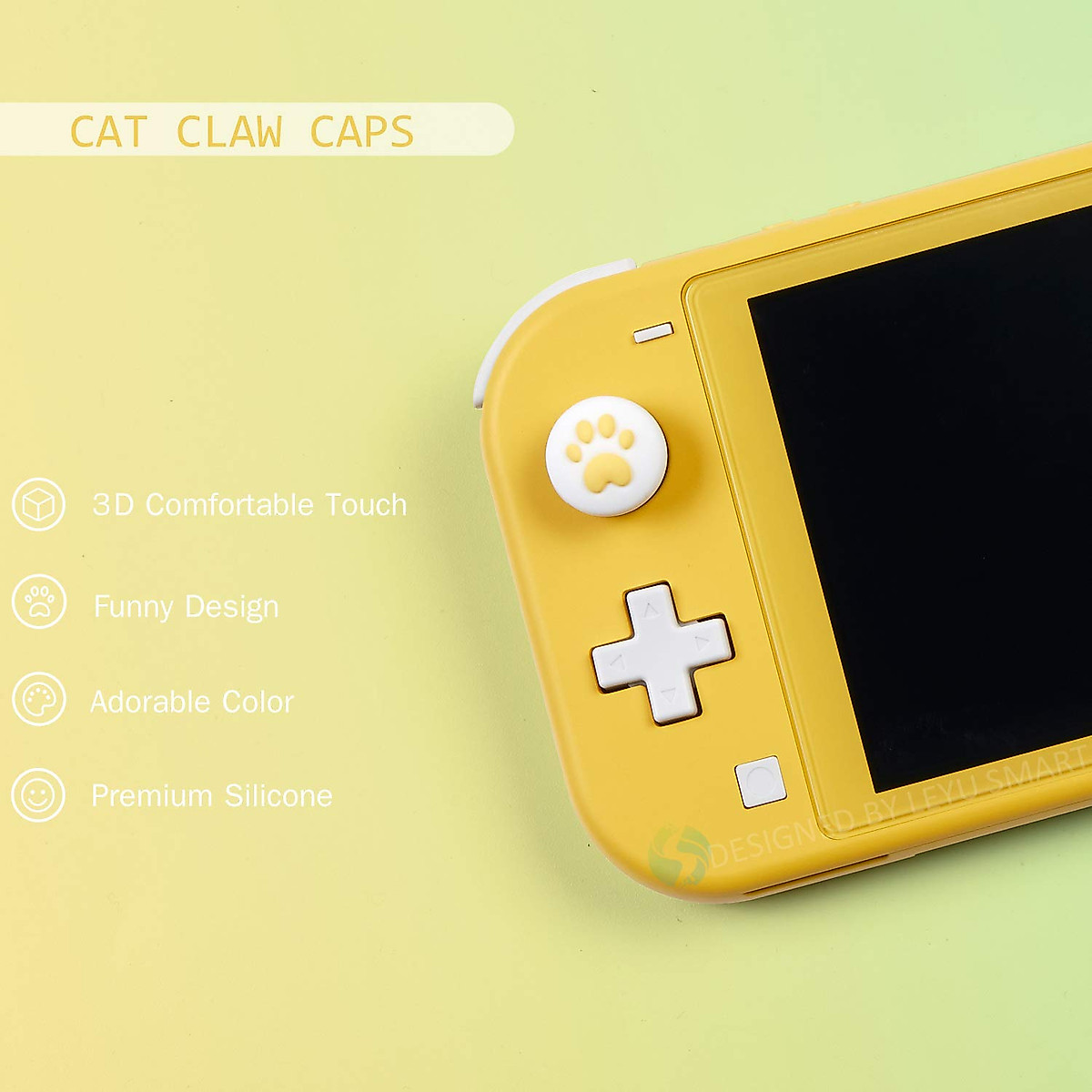 Thumb Grips Cap for Nintendo Switch/OLED/Switch Lite, Cute Analog Stick Cover Skin for Joy-Con Thumbstick,4Pcs (Yellow&Teal)