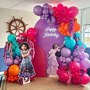 Encanto Balloon Garland Arch Kit, Magic House Mirabel Theme With Hot Pink Purple Balloons For Moana Birthday Girl's Baby Shower Bridal Shower Wedding Valentine Party Decorations