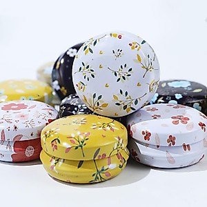 Rarapop 12 Pack Reusable Mini Round Tinplate Candle Tin Jars with Lids, 20ml Small Flower Travel Tin Cans Refillable Empty Container Bottle for Lip Balm, Salve, Eye Shadow, Powder