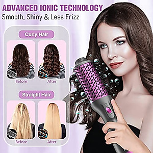 APOKE Brush Hair Dryer, Professional 1200W Ceramic Tourmaline Ionic Hot Air Styling Brush, One Step Hair Dryer & Styler Volumizer, Blow Dryer Curling Brush, Blowout Brush for Drying Curling Combing