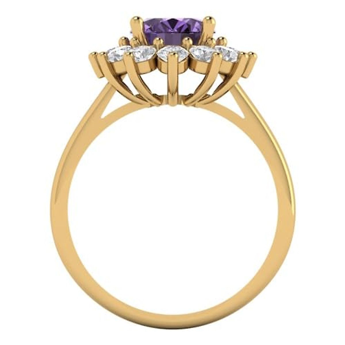 Clara Pucci 2.72ct oval cut simulated alexandrite 14k yellow gold engraving anniversary engagement wedding halo ring size 10 us